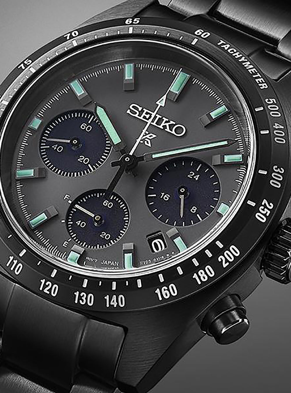 SEIKO PROSPEX SPEEDTIMER SOLAR CHRONOGRAPH THE BLACK SERIES SBDL103 MA ...